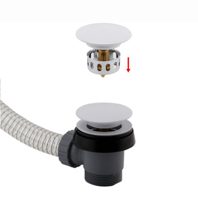 ENKI Easy Clean Matte White Cut to Size Pipe Solid Brass Bath Sprung ...