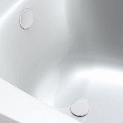 ENKI Easy Clean Matte White Cut to Size Pipe Solid Brass Bath Sprung ...