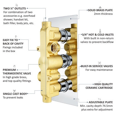 ENKI Edwardian Antique Brass Modern Bathroom Concealed Thermostatic ...