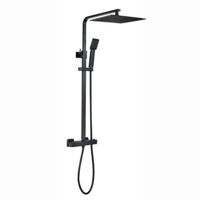 ENKI, ENZO, SH0611, Matt Black Shower Set Thermostatic Mixer Shower ...