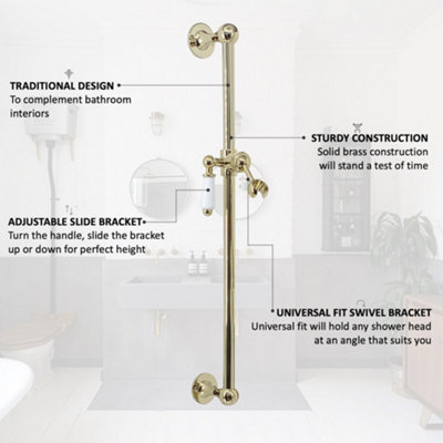 ENKI Gold Modern Traditional Bathroom Solid Brass Adjustable Bracket ...