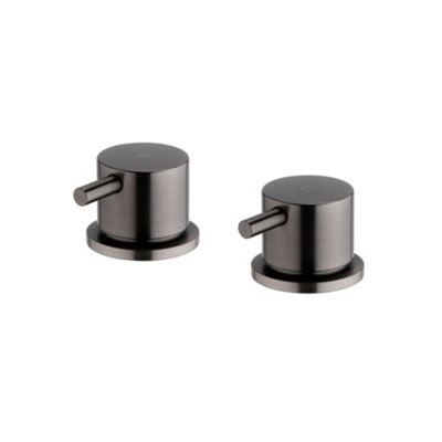 ENKI Gunmetal Grey Modern Classic Bathroom Brass Deck Mounted Hot ...