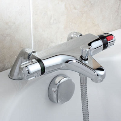 ENKI, Luna, BBT0065, Chrome, Thermostatic Bath Shower Mixer Valve, Deck ...