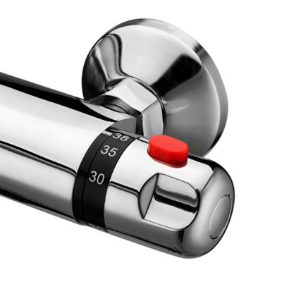 ENKI Luna Chrome Modern Bathroom Solid Brass Thermostatic Wall Mounted ...