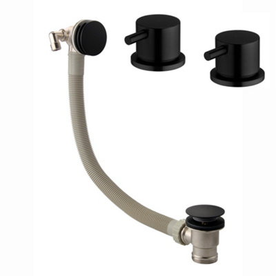 ENKI Matte Black Modern Bathroom Waterfall Free Flow Round Click Clack ...