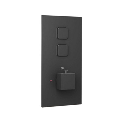 ENKI Milan Black Square Ceiling Mounted Thermostatic Shower & Handset ...