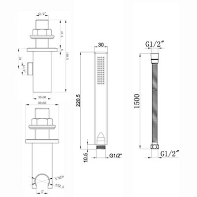 ENKI Milan Chrome Square Wall Mounted Thermostatic Shower & Handset Kit ...