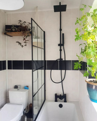 ENKI, Plaza, BBT0160, Matt Black Square Waterfall Bath Shower Mixer Tap ...