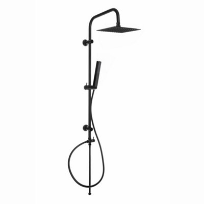 ENKI, Plaza, BBT0160, Matt Black Square Waterfall Bath Shower Mixer Tap ...