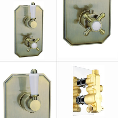 ENKI Regent Antique Brass Traditional Crosshead Ceiling Fixed Brass ...