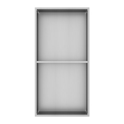 ENKI Shower Niche 600 x 300 Brushed Steel SN03
