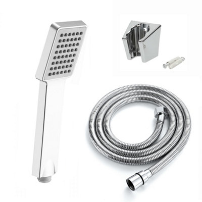 ENKI Traditional Chrome Square Handheld Shower Head with Hose & Wall ...