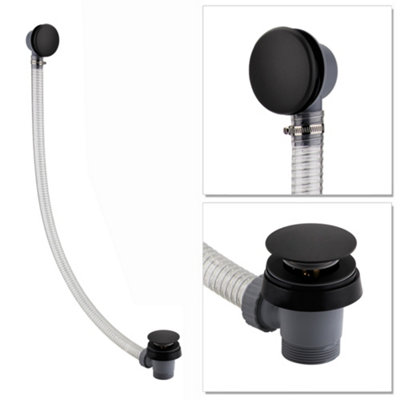 ENKI, W35, 1.5 Inch Matte Black Bath Waste with Overflow, Sturdy ...