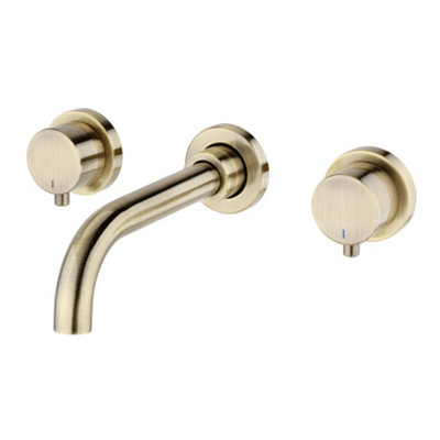 ENKI Zara Antique Brass Contemporary Bathroom 3-Hole Wall Mounted Drip ...