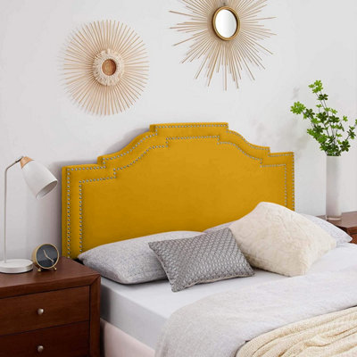 Enrico Plush 26 inch Strutted Headboard - Mustard