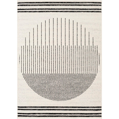 ENSO Scandi Geometric White/Black Area Rug 200 x 275 cm - Easy Care ...