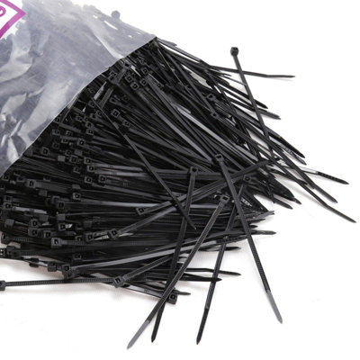 enTie Black Cable Ties 2.5mm x 100mm Nylon 66 UL Approved (1000 Pack)
