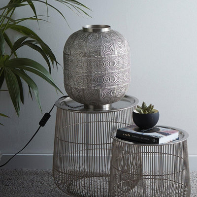 Buy Enva Moroccan Design Satin Nickel Table Lamp at B&Q