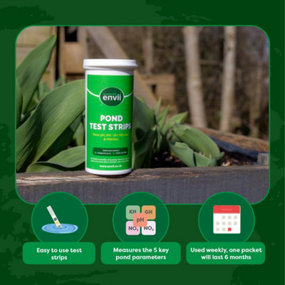 envii Pond Test Strips - Pond & Aquarium Water Test Kit for pH, KH, GH ...