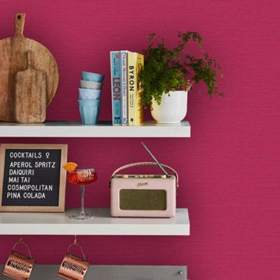 Envy Stitch Please Raspberry Pink Plain Wallpaper