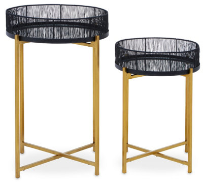 Enzo Set Of Two Black Wire And Gold Frame Tables