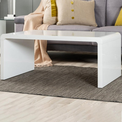 Enzo White High Gloss Rectangular Coffee Table with Sleek Simple ...