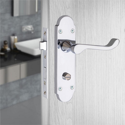 Epsom Design Scroll Polished Chrome Bathroom WC Toilet Door Handles ...