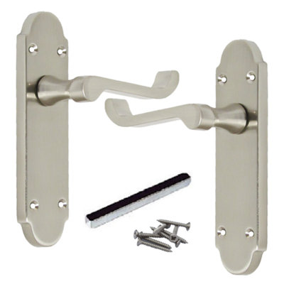 Epsom Door Handles Internal Latch Scroll Lever - Satin