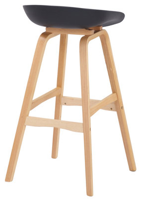 Equator Single Kitchen Bar Stool, Fixed Wooden Legs And Footrest ...