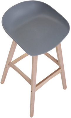Equator Single Kitchen Bar Stool, Fixed Wooden Legs And Footrest ...