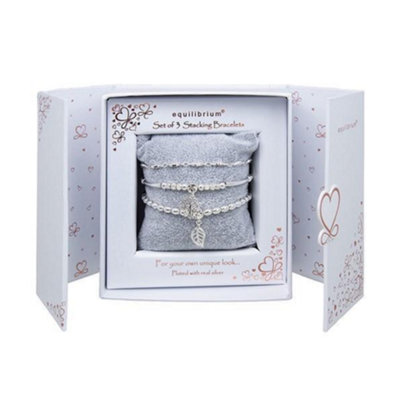 Equilibrium Silver Stacking Bracelet Gift Set - Nature