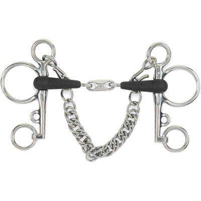 Equirubber Equikind+ Peanut Link Horse Pelham Bit Silver/Black (5in ...