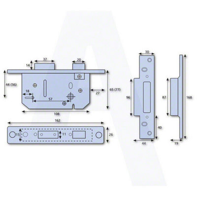 ERA 3" Viscount 5 Lever Mortice Sash Lock Polished Brass with x2 Keys