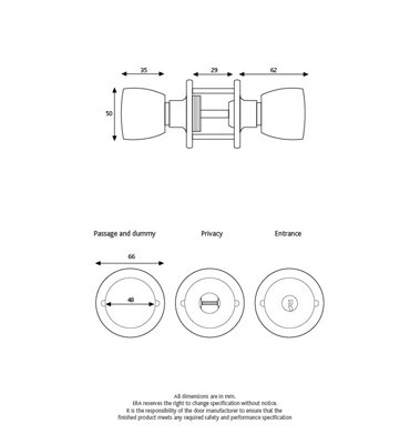 ERA Era Privacy Lock Set - Brass Effect