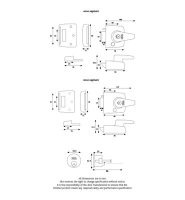 ERA - Night Latch Double Locking 60mm Backset - Polished Brass