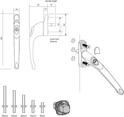 ERA Universal Inline Espag Window Handle Multi Spindle Gold PVCu