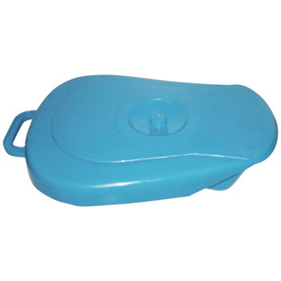 Ergonomic Blue Plastic Bed Pan with Lid and Handle - 2.5L Capacity for ...