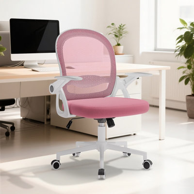 Ergonomic Breathable Mesh Office Chair with Lumbar Support-Pink