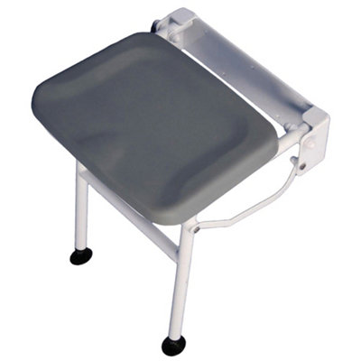 Ergonomic Compact Folding Shower Seat with Support Legs - Grey Padded ...