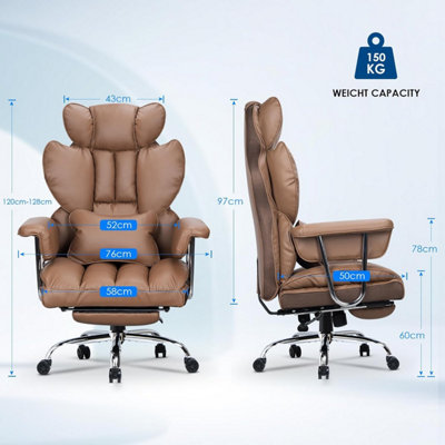 Ergonomic Executive Office Chair with Footrest, High Back Leather Desk ...