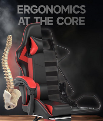 Ergonomic Gaming Chair with Footrest and Neck Support, Reclining High ...