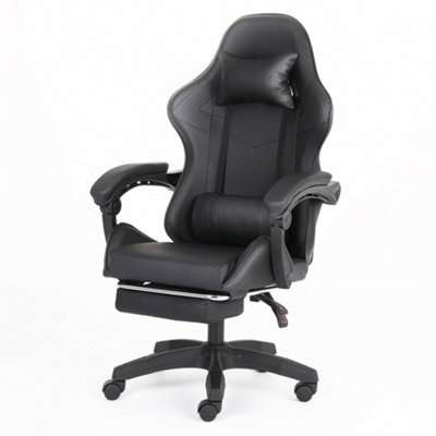 Ergonomic Gaming Chair with Footrest and Neck Support, Reclining High ...