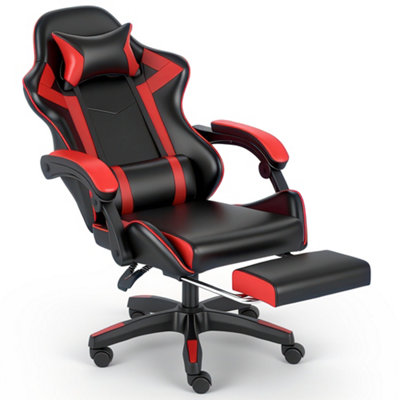 Ergonomic Gaming Chair with Footrest and Neck Support, Reclining High ...