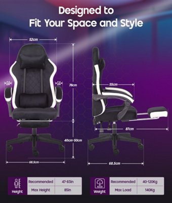 Ergonomic Gaming Chair with Footrest, High Back Gamer Chair with Lumbar ...