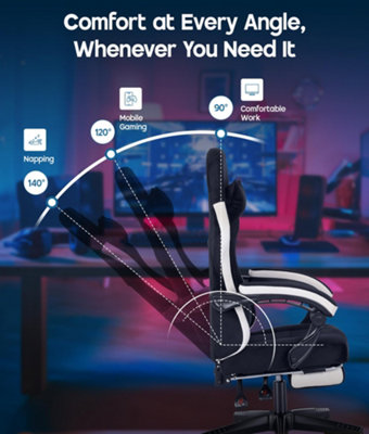 Ergonomic Gaming Chair with Footrest, High Back Gamer Chair with Lumbar ...