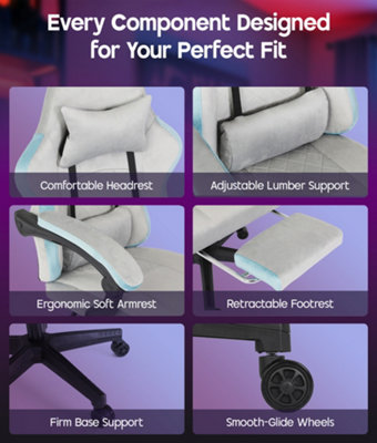 Ergonomic Gaming Chair with Footrest, Reclining High Back Gamer Chair ...