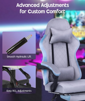 Ergonomic Gaming Chair with Footrest, Reclining High Back Gamer Chair ...