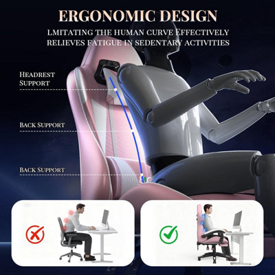 Ergonomic High Back Leather Gaming Chair with Headrest and Lumbar Support