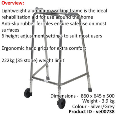 Ergonomic Lightweight Aluminium Bariatric Walking Frame with Wheels ...