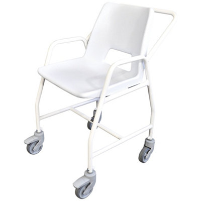 Ergonomic Mobile Shower Chair with Castors and Dual Brake System for Safety